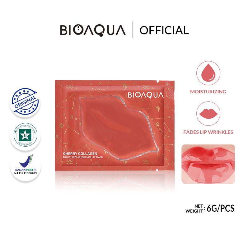 Jual BIOAQUA masker bibir Cherry / GOLD collagen Moisturizing Lip Mask ...