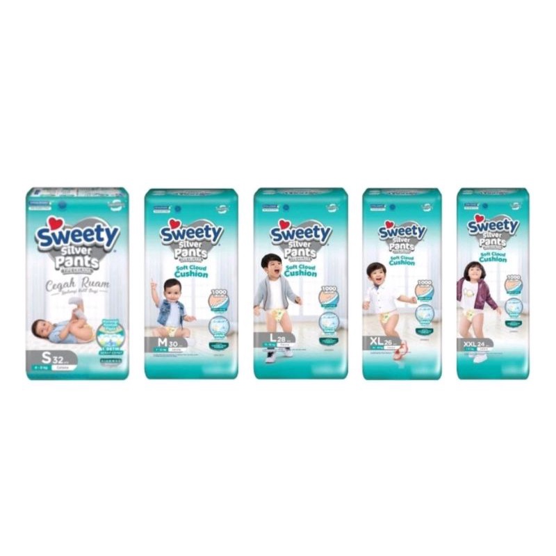 Jual DIAPERS SWEETY SILVER S66 M60 L54 XL42 XXL32 | Shopee Indonesia