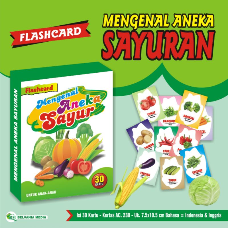 Jual flash card mengenal aneka binatang, kendaraan, buah, & sayuran ...