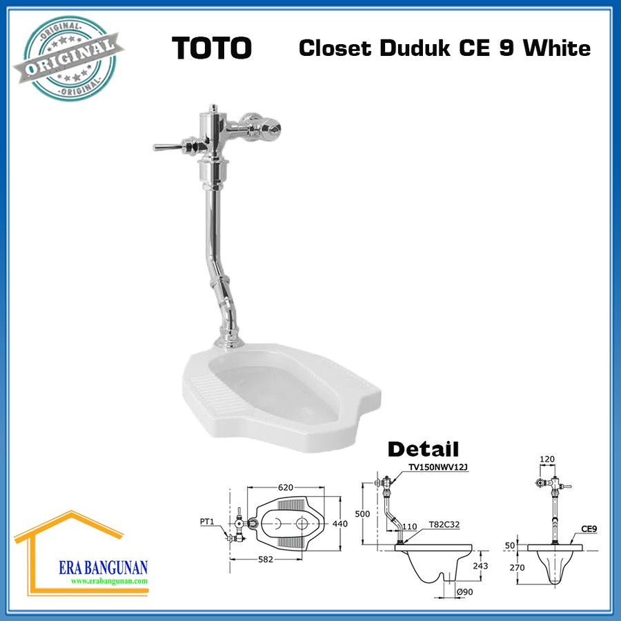 Jual Closet Jongkok Flush Toto Ce 9 Kloset Toto Ce9 Complete Set