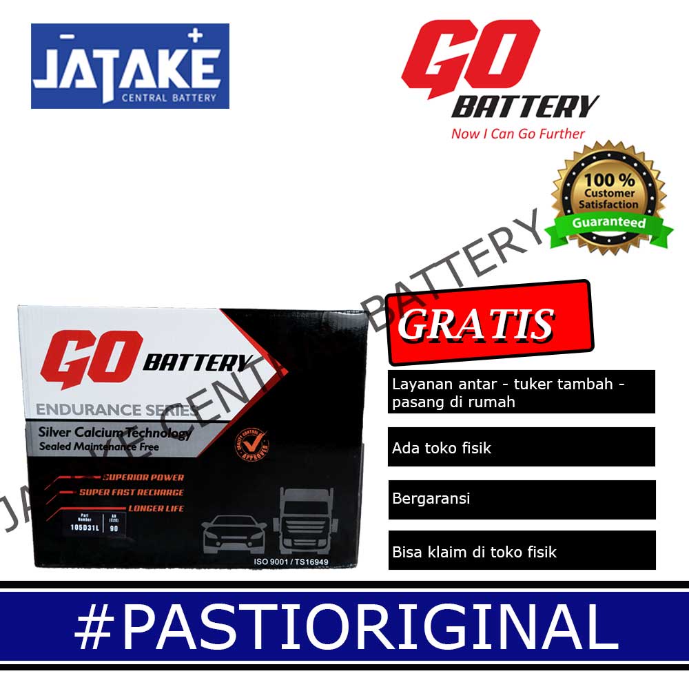 Jual Aki kering 105D31L GO Battery 12V 90Ah mobil Toyota Innova diesel ...