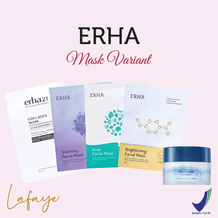 Jual ERHA Masker Wajah Collagen Brightening Anti Acne Soothing Facial ...