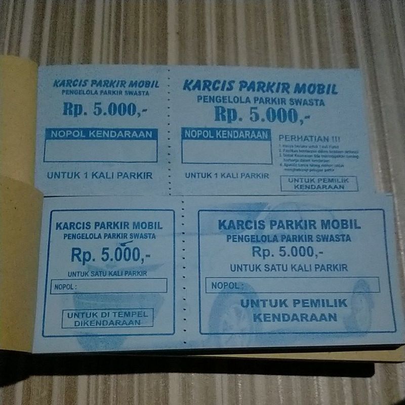 Jual Karcis parkir mobil Rp.5.000 Biru | Shopee Indonesia