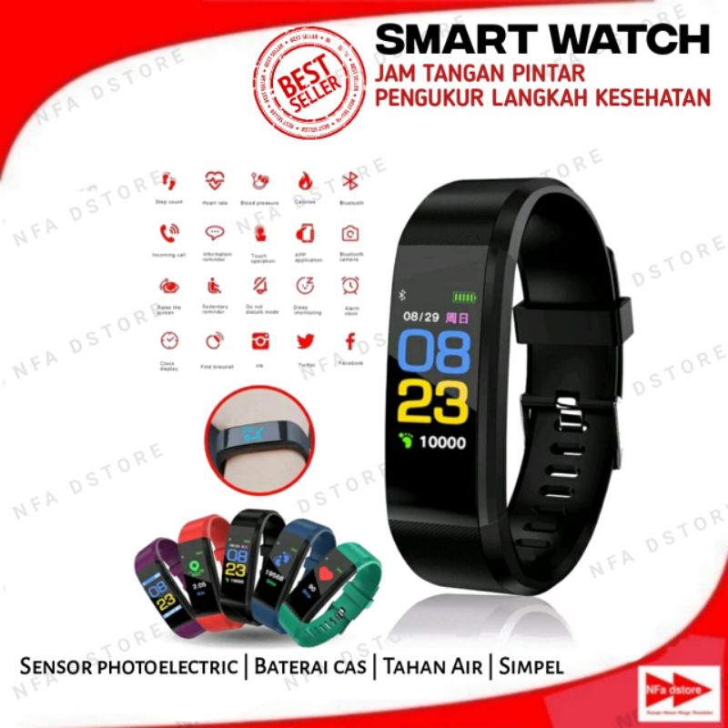 Jual Jam Tangan Pintar Smart Watch 115 Plus Pengukur Langkah Kesehatan ...