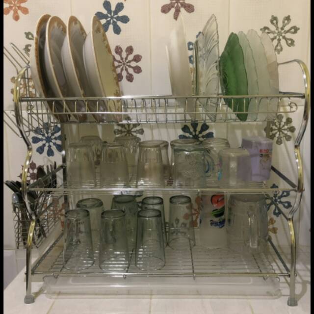 Jual Rak Piring Viera Stainless Steel Susun 3-Rak Dapur | Shopee Indonesia