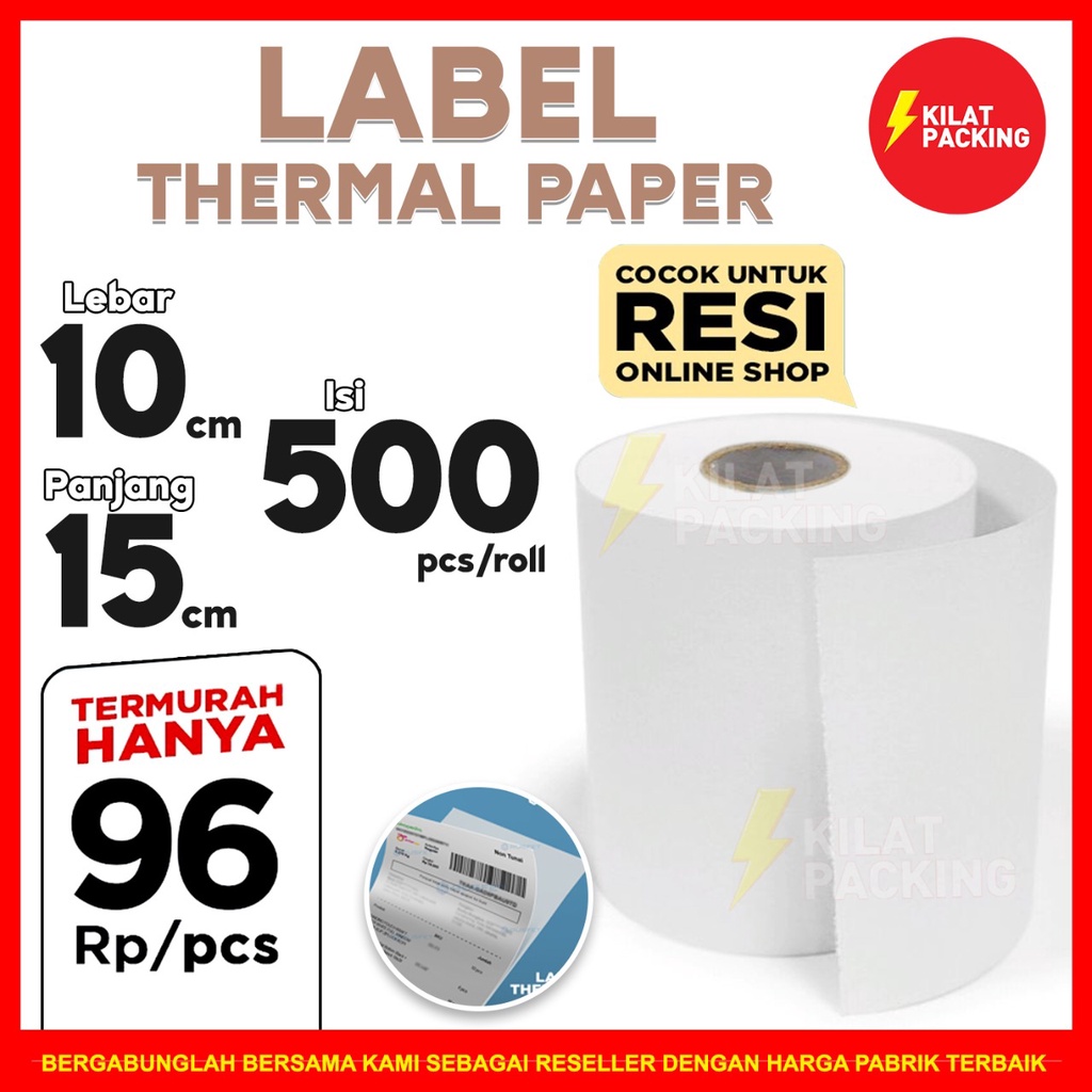 Jual Label Thermal Resi Barcode Stiker Paper Thermal Label Resi Struk ...