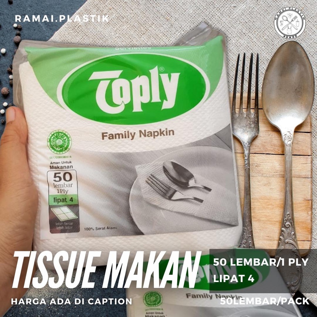 Jual Tissue makan toply, isi 50 lembar perpack | Shopee Indonesia