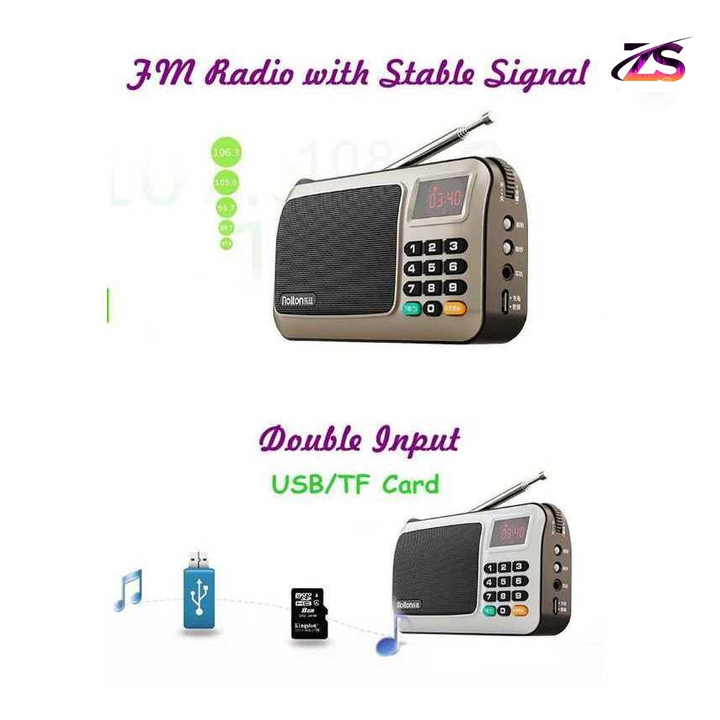 Jual Zhafry Shop - Rolton W405 Portable FM Radio Player TF Card - W405 ...