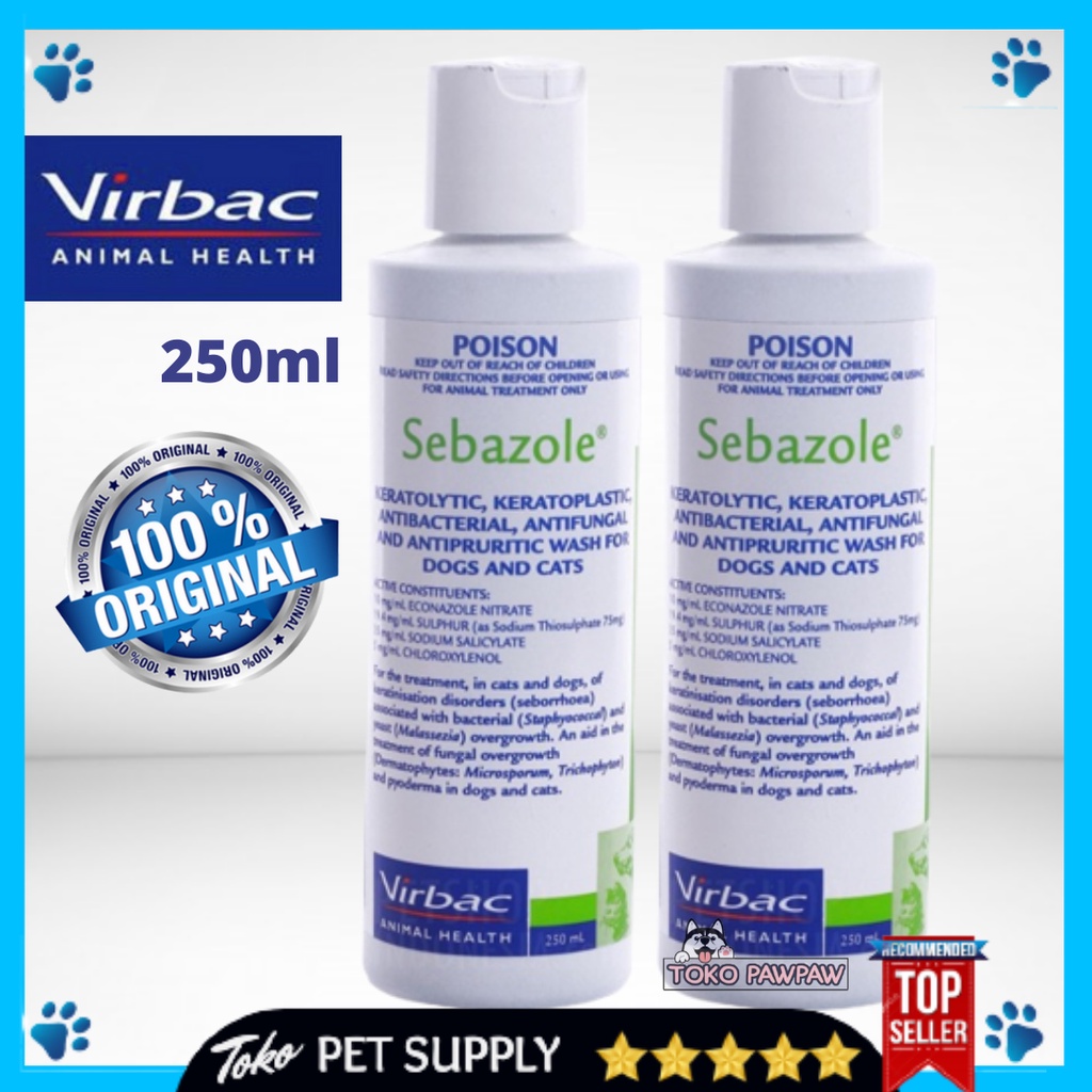 Jual SEBAZOLE 250ML SHAMPOO JAMUR KUCING ANJING BAGUS VIRBAC SEBAZOLE ...