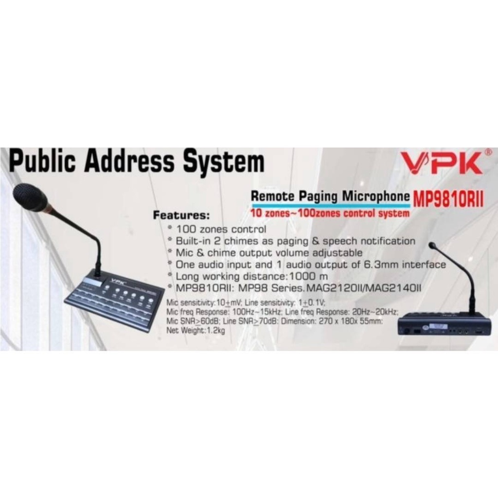 Jual Mic Paging VPK MP9810RII MP-9810R II Remote Paging Original ...