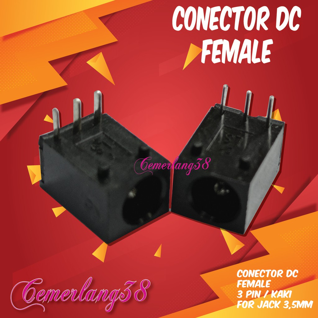Jual SOKET DC FEMALE POWER SOCKET 3.5X1.3MM PCB PLUG IN JACK | Shopee ...