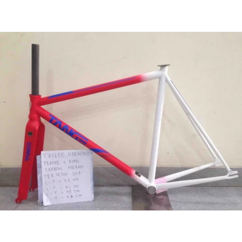 Jual TANGE Frame HARMONY dan Fork Carbon Merah | Original Chromoly ...