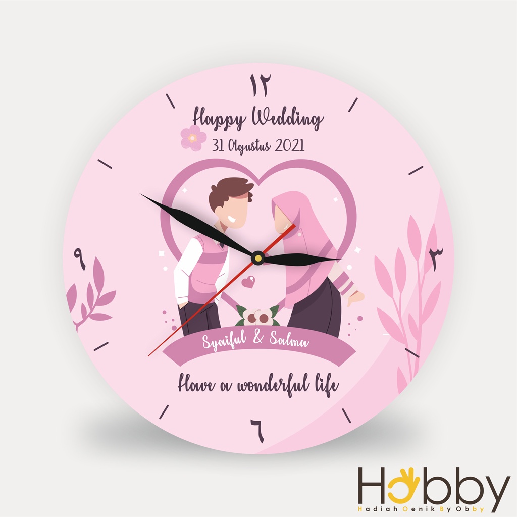 Jual JAM DINDING CUSTOM UNIK NAMA CARTOON KADO WEDDING KAYU HAMPERS ...