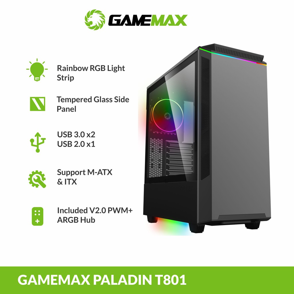 Jual Gamemax PALADIN Black T801 Gaming PC Case | Shopee Indonesia