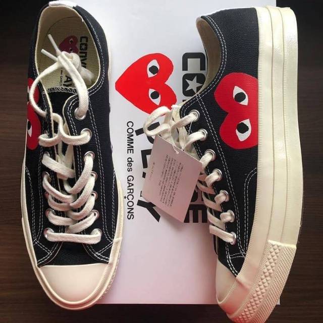 Jual Converse cdg play low hitam glossy original premium quality with ...