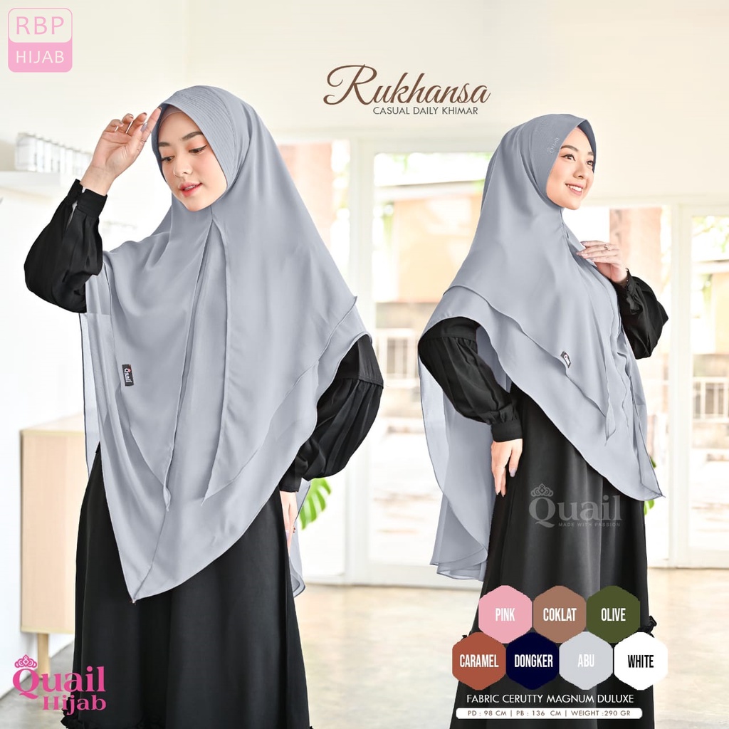 Jual Jilbab Khimar Syar'i Instan Rukhansa Casual Daily Quail Hijab ...