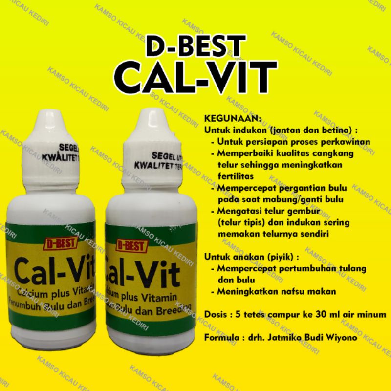Jual CAL-VIT CALVIT calcium plus vitamin pertumbuhan bulu burung dan ...
