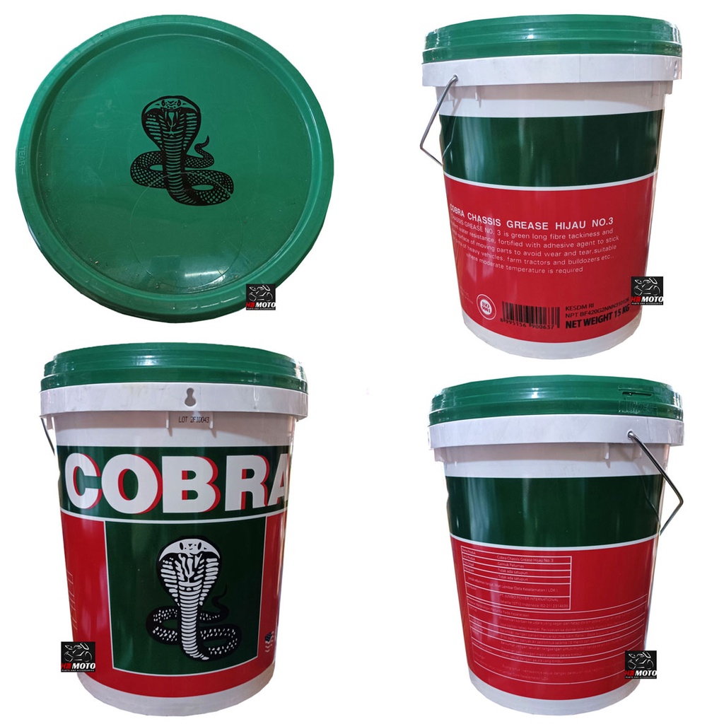 Jual 1 Pail 15 KG COBRA CHASSIS GREASE HIJAU N0 3 / MINYAK GEMUK / GEMUK PELUMAS / 15KG | Shopee ...