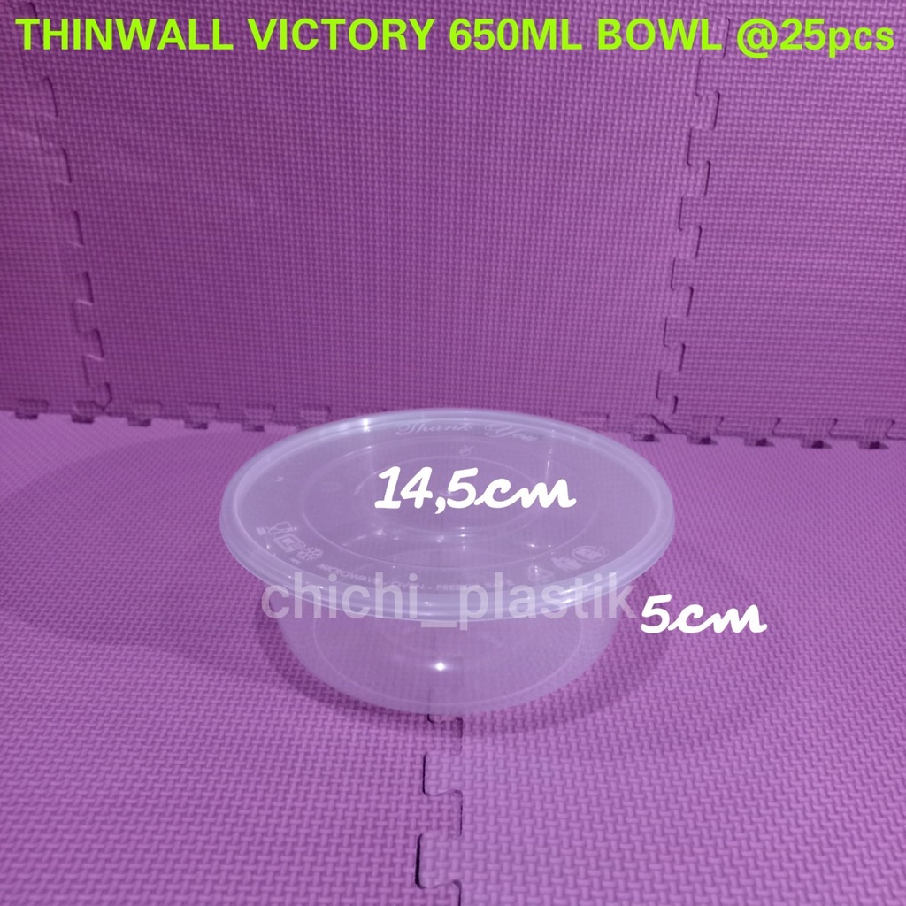 Jual Thinwall food container 650ml bulat bowl victory/ Kotak Makan ...