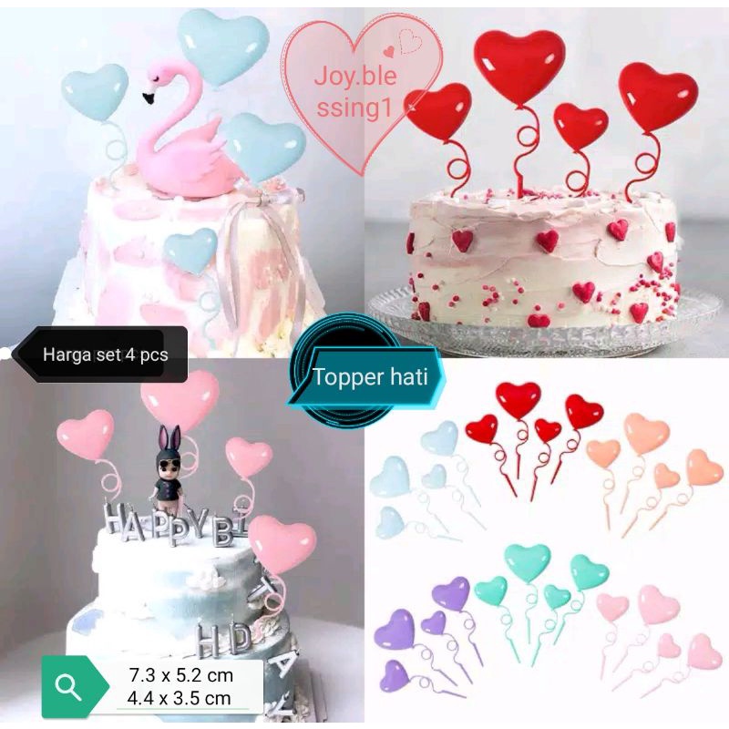 Jual TOPPER HATI PLASTIK PER SET 4 PCS | Shopee Indonesia