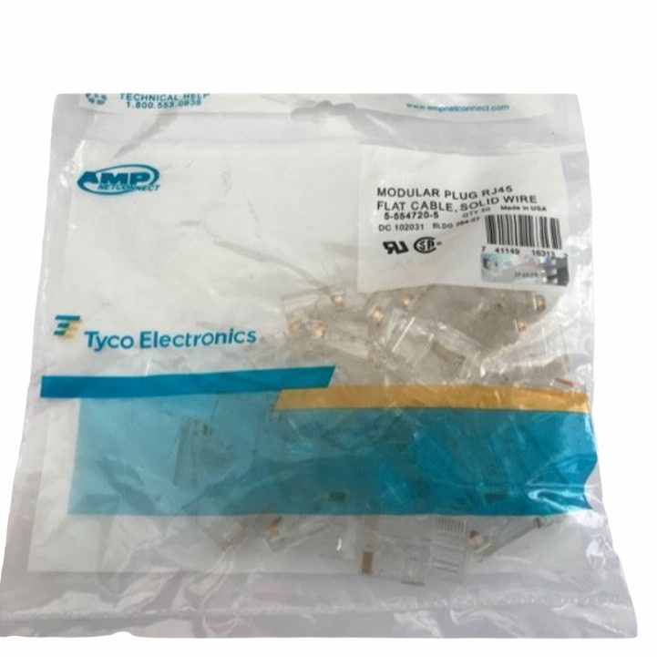 Jual Konektor RJ45 AMP Cat5e Connector RJ45 AMP Cat 5e 1-Pack Isi 50pcs ...