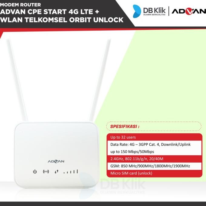Jual Modem Router Advan Cpe Start 4G Lte + Wlan Telkomsel Orbit Unlock ...