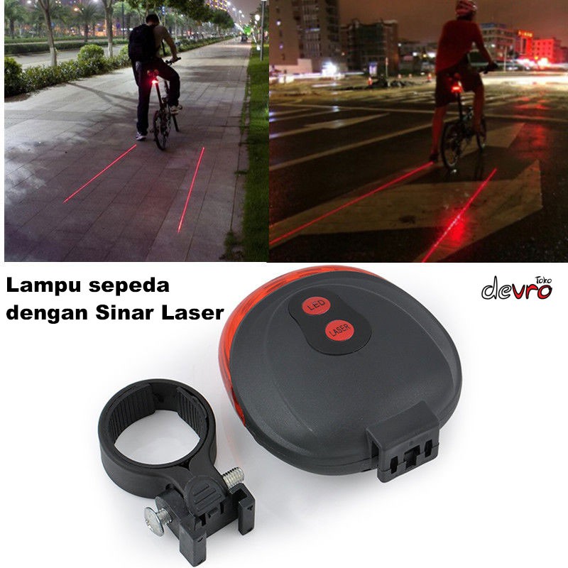 Jual Lampu Sepeda Bicycle Laser Strobe Taillight 5 LED - TaffLED SL-116 ...