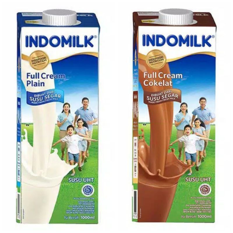 Jual Susu Uht Full Cream Plain dan Cokelat Indomilk 950ml | Shopee Indonesia