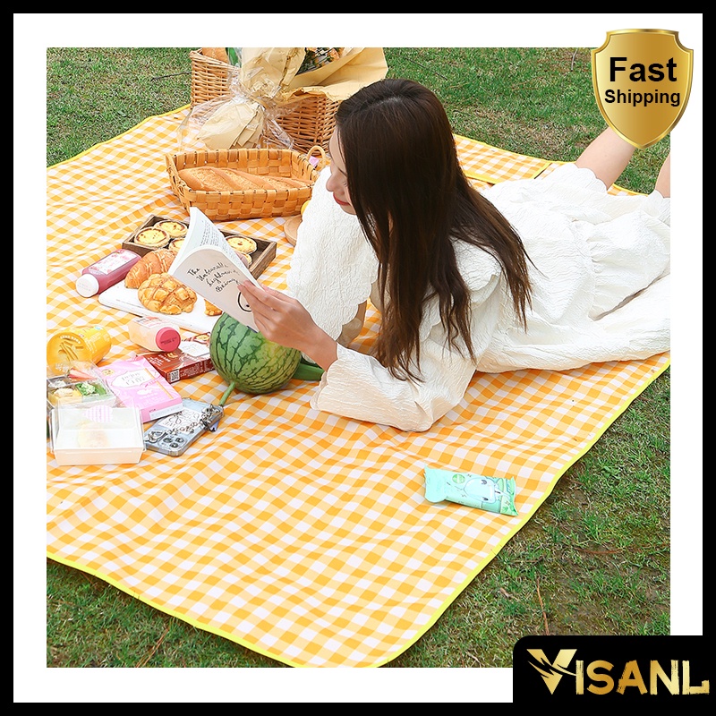 Jual Traveling Matras Tikar Lipat Tikar/Kain piknik motif kotak-kotak ...