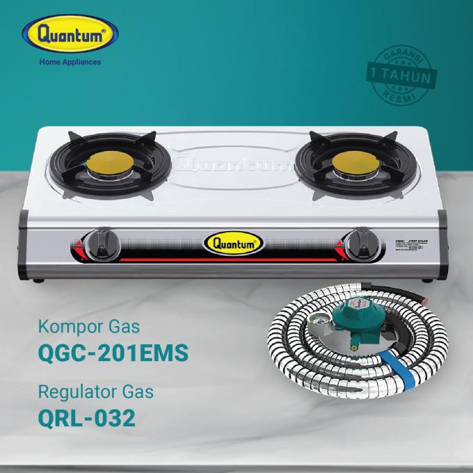 Jual Paket Kompor Gas 2 Tungku QGC 201 EMS & Selang Regulator QRL 032 ...
