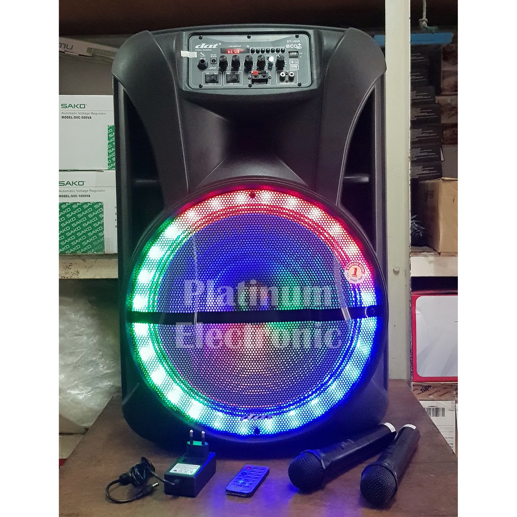 Jual Speaker Aktif 15" DAT DT-1535 ECO Portable 2 Mic Wireless Karaoke ...