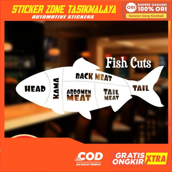 Jual ORIGINAL Stiker Diagram Daging Ikan 60cm Seafood Sticker Dinding ...