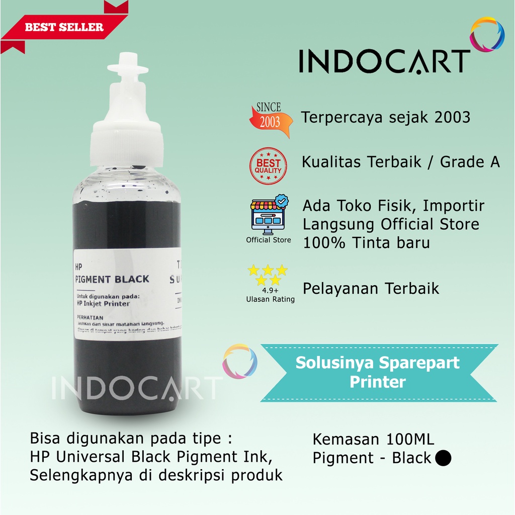 Jual Tinta Refill Printer HP-Pigment Ink-Black-100ml | Shopee Indonesia