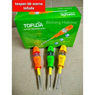 Jual 1687 Tofuda Obeng Tespen Karet Warna Bolak Balik +/- Test Pen 100V ...