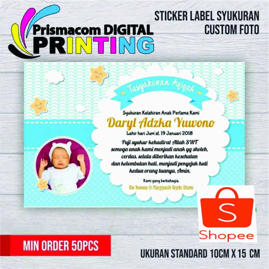 Jual STICKER AQIQAH GLOSY UKURAN 15X10 CM | Shopee Indonesia