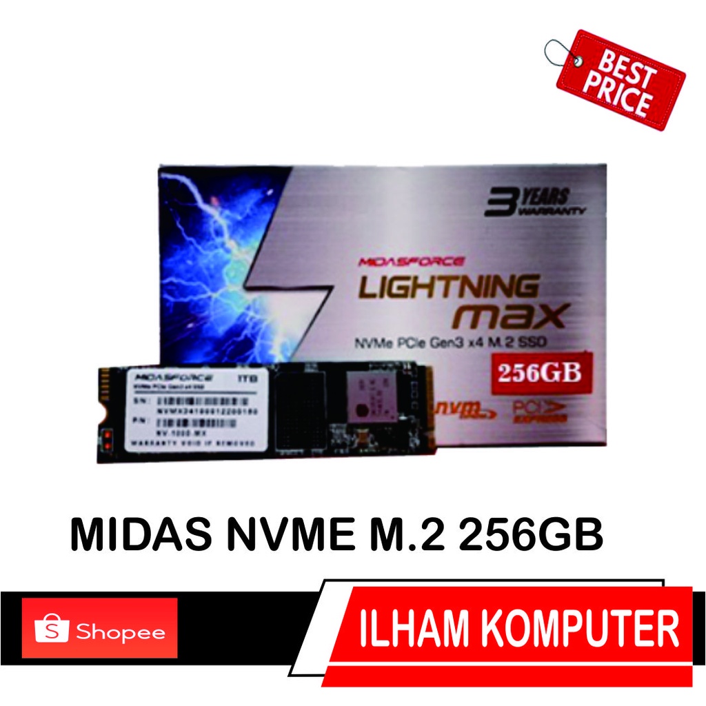 Jual SSD MIDASFORCE M2 NVME 256GB MIDAS PCIe Gen3 x4 | Shopee Indonesia