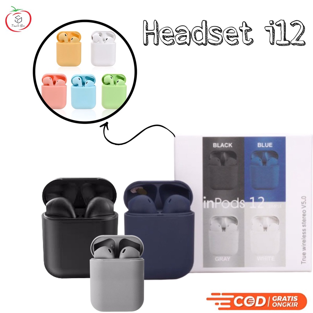 Jual Headset Bluetooth Wireless i12 Macaron Tws / Earpod Bluetooth i12 ...