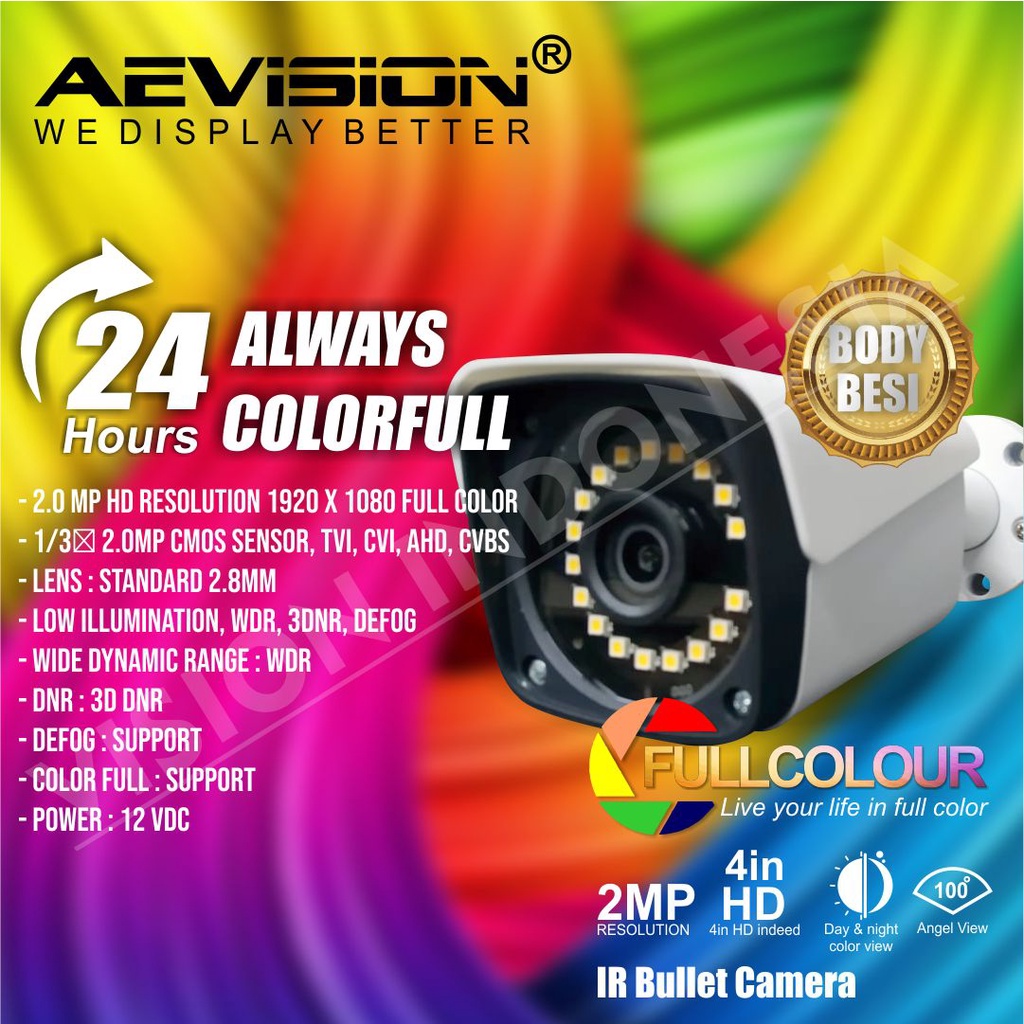 Jual AEVISION CAMERA OUTDOOR HD FULL COLOR / COLORVU 1080P Support 5in1 ...