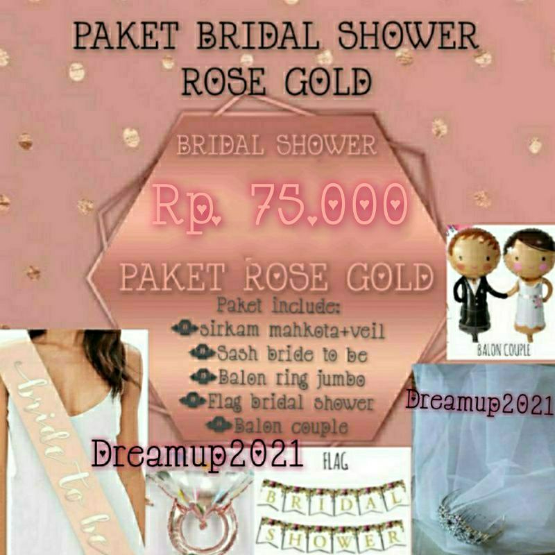 Jual PAKET BRIDAL SHOWER ROSE GOLD | SASH BRIDE TO BE | BALON COUPLE ...