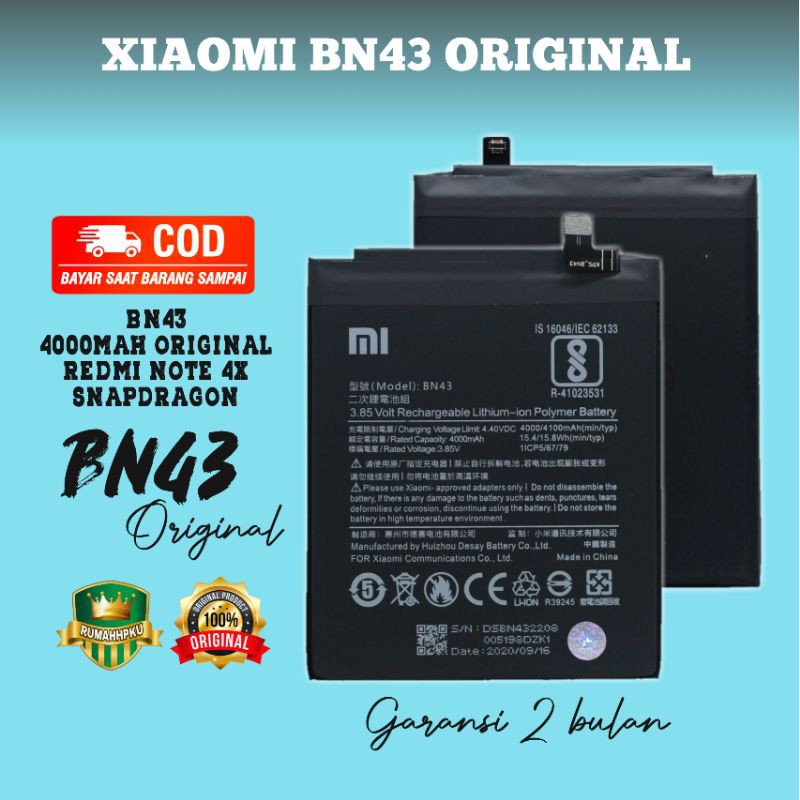 Jual Baterai batre Xiaomi redmi Note 4X BN43 Originali | Shopee Indonesia