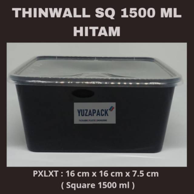 Jual Thinwall Square 1500 Ml Hitam Food Container Take Away Plastics