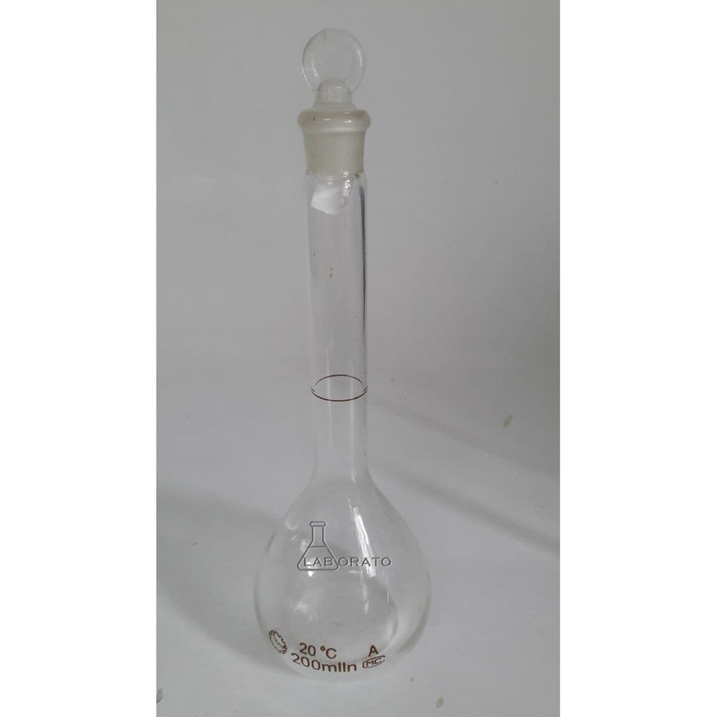 Jual LABU UKUR KACA 200ML / LABU VOLUMETRI / LABU KIMIA / LABU KACA RA6 ...