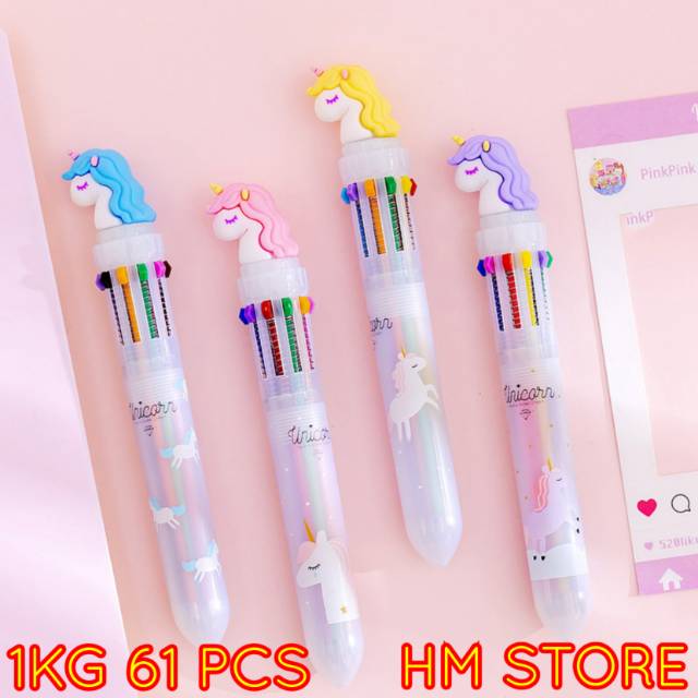 Jual Multi Color 10 Color Pen Unicorn Pena Impor Pena Multi Warna 10 ...
