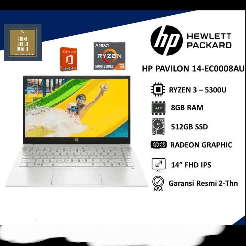 Jual HP Pavilion 14 AMD Ryzen 3 5300 8GB RAM 512GB SSD FHD | Shopee ...