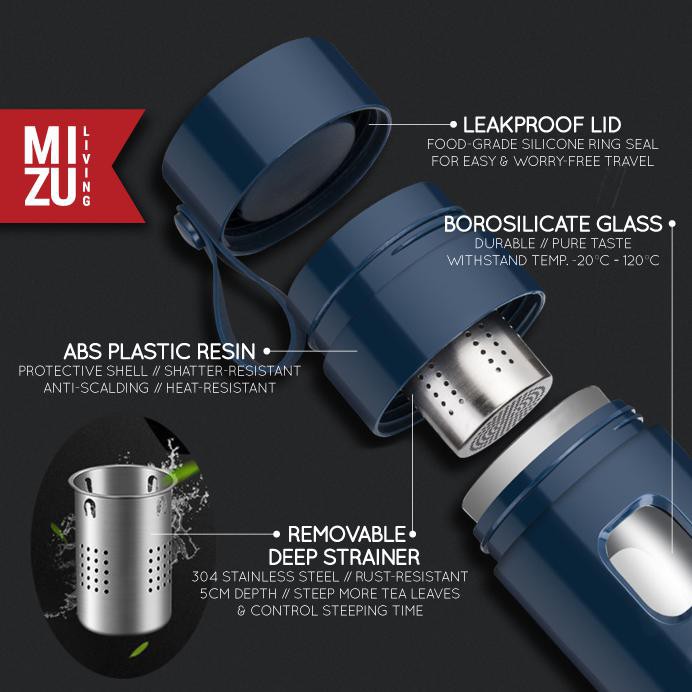 Jual terjangkau RYOKU-CHA Glass Water Bottle Botol Air Minum Kaca ...