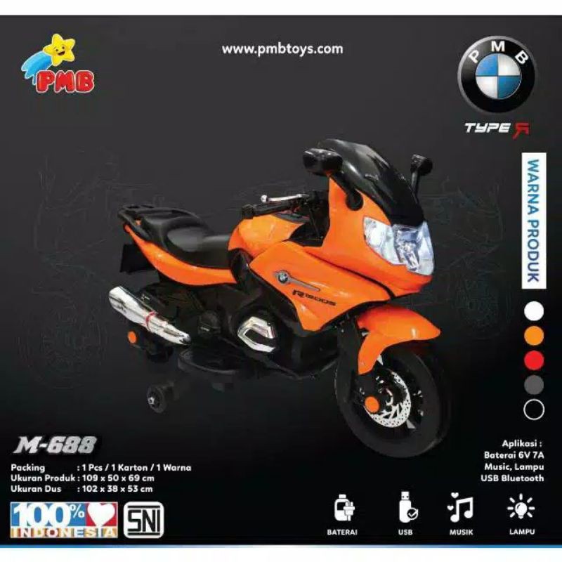 Jual Mainan Motor Aki Anak Type R PMB M688 Sport GP Moto Murah | Shopee ...