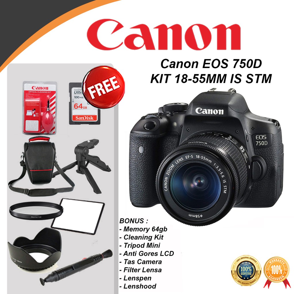 Jual CANON EOS 750D KIT 18-55MM IS STM - ORIGINAL | Shopee Indonesia