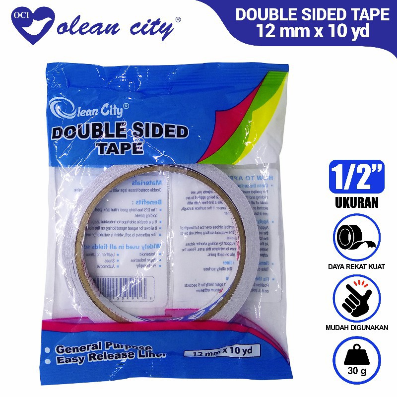 Jual [PCS] OLEAN CITY / OCI DOUBLE TAPE 12 MM / 0.5X10 SOLASI ISOLASI ...
