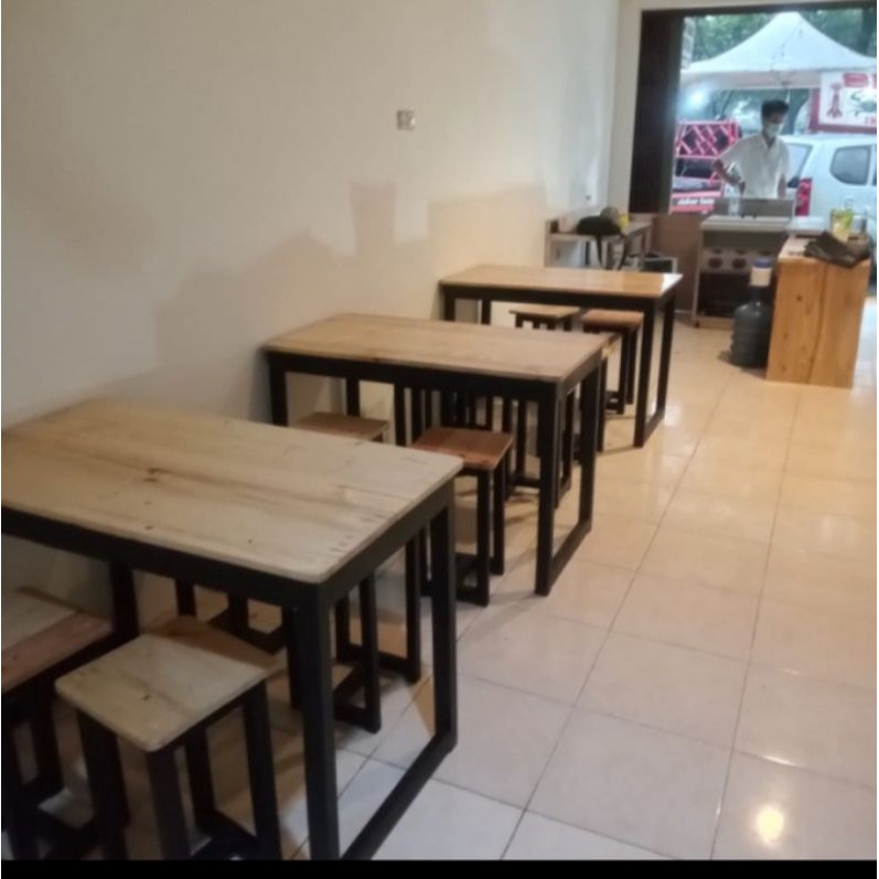 Jual meja makan bakso meja resto meja cafe kayu jati Belanda | Shopee Indonesia