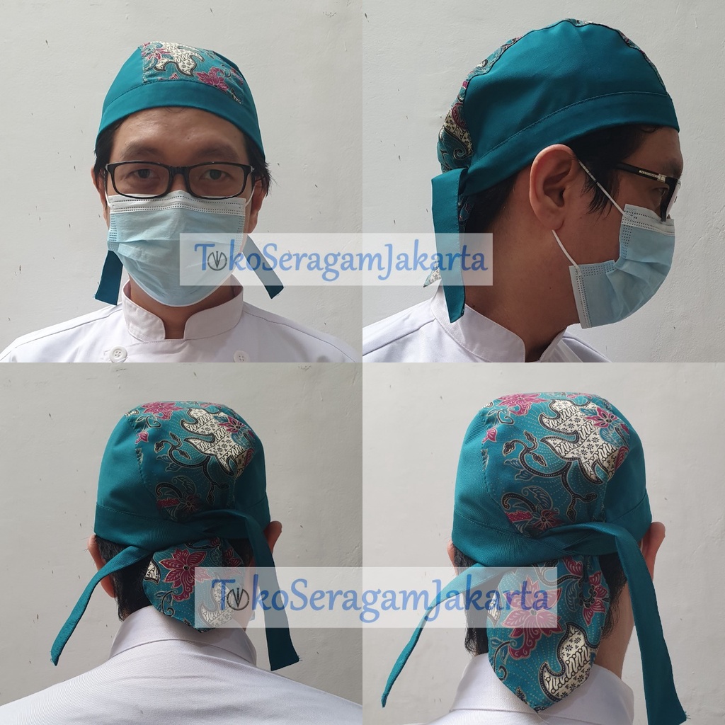 Jual Topi Chef ala Jepang model Ikat Topi Barista Topi Pirate Chef Koki ...